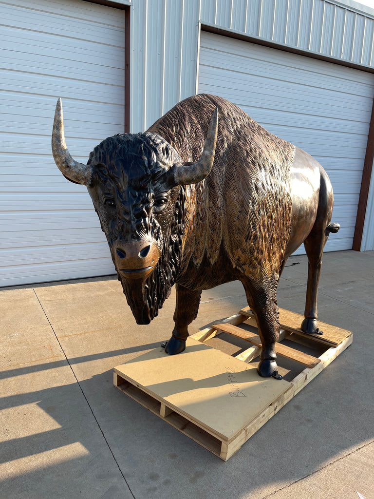 Life Size Buffalo Statue Custom Painted – Doyle's Wagons